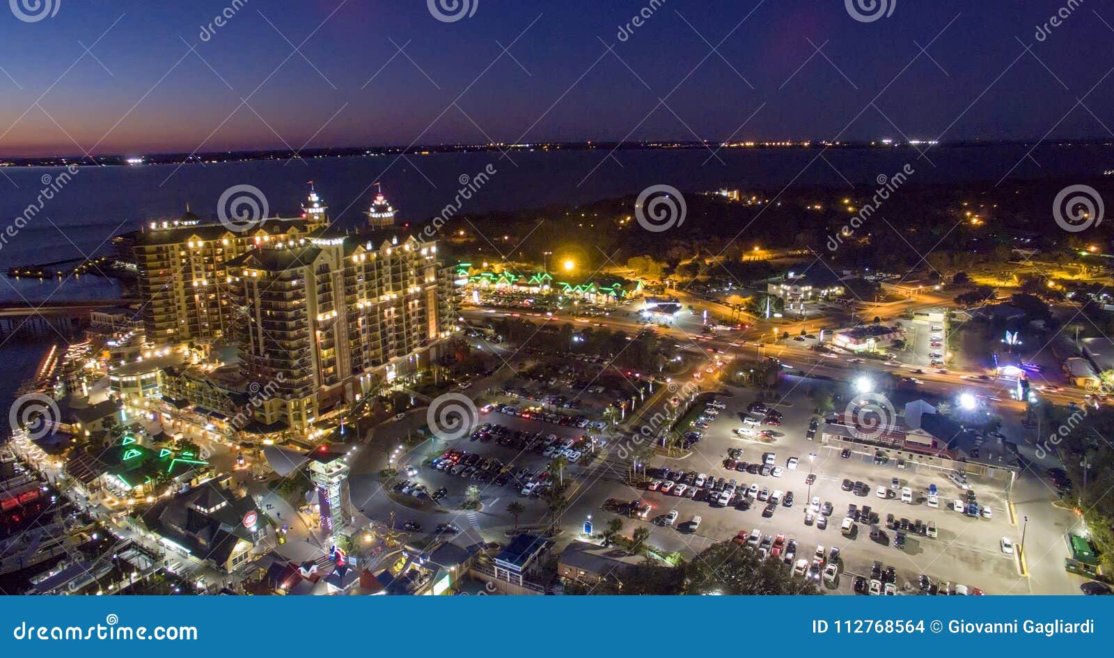 Aerial Night View of Destin, Florida Stock Photo - Image of landscape ...