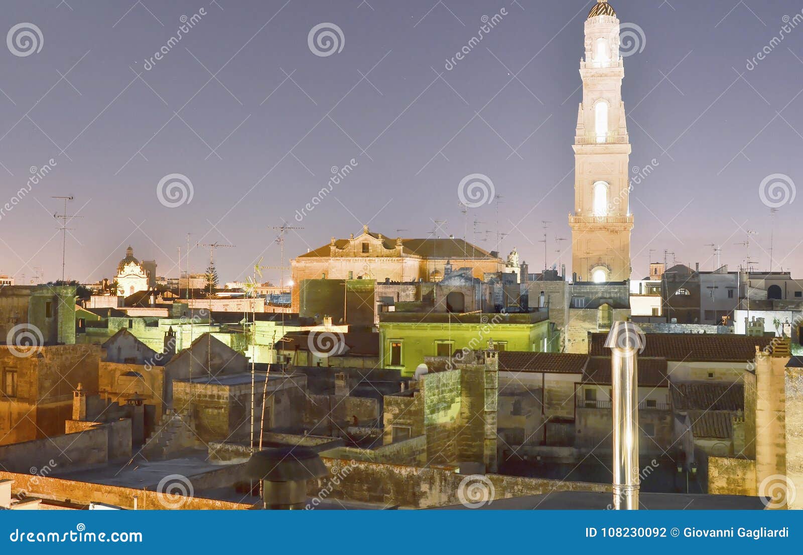 Aerial Night View of Lecce, Italy Stock Photo - Image of apulia, blue ...