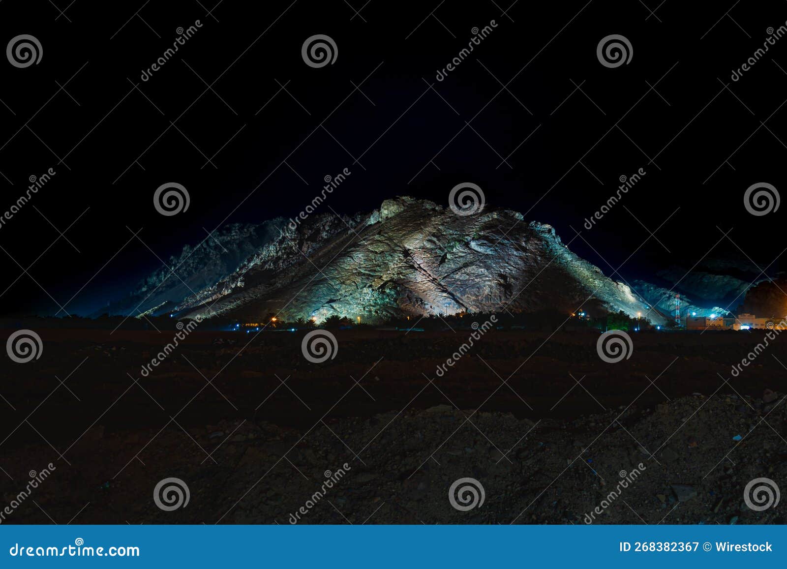 Aerial Night View of the Ohod Mountain Stock Image - Image of scene ...