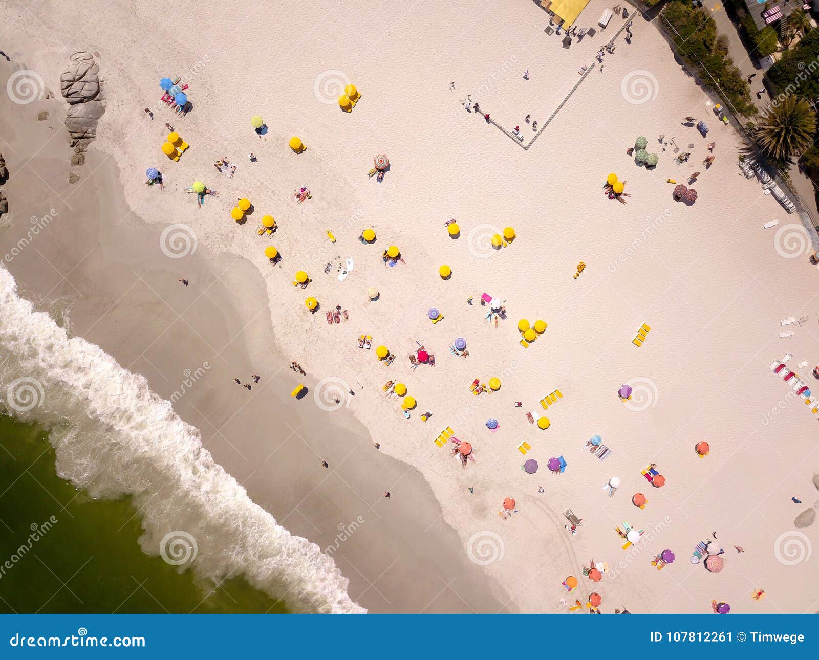 Aerial Overhead a Beach with Umbrellas Stock Image - Image of coast ...