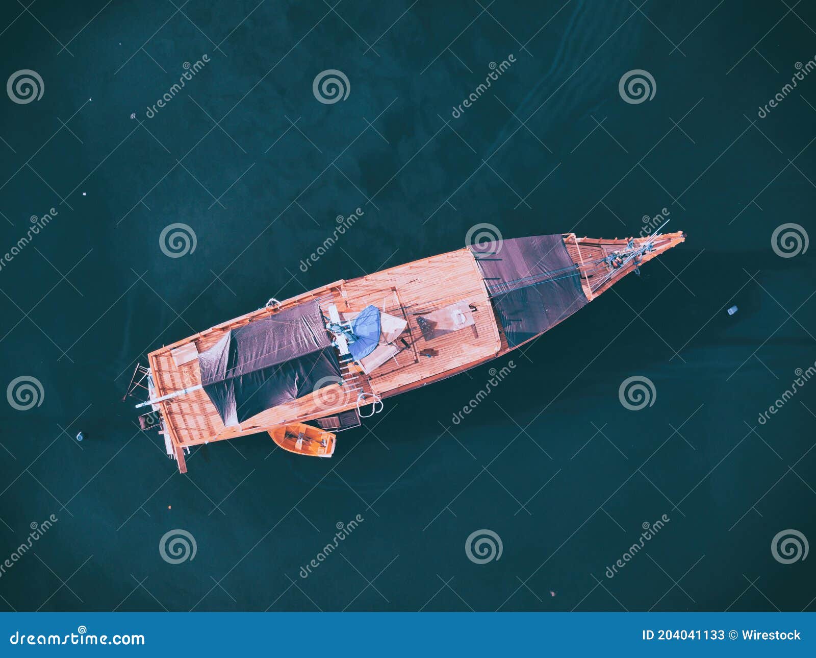 Aerial Overhead Shot of a Boat at the Sea Stock Image - Image of view ...