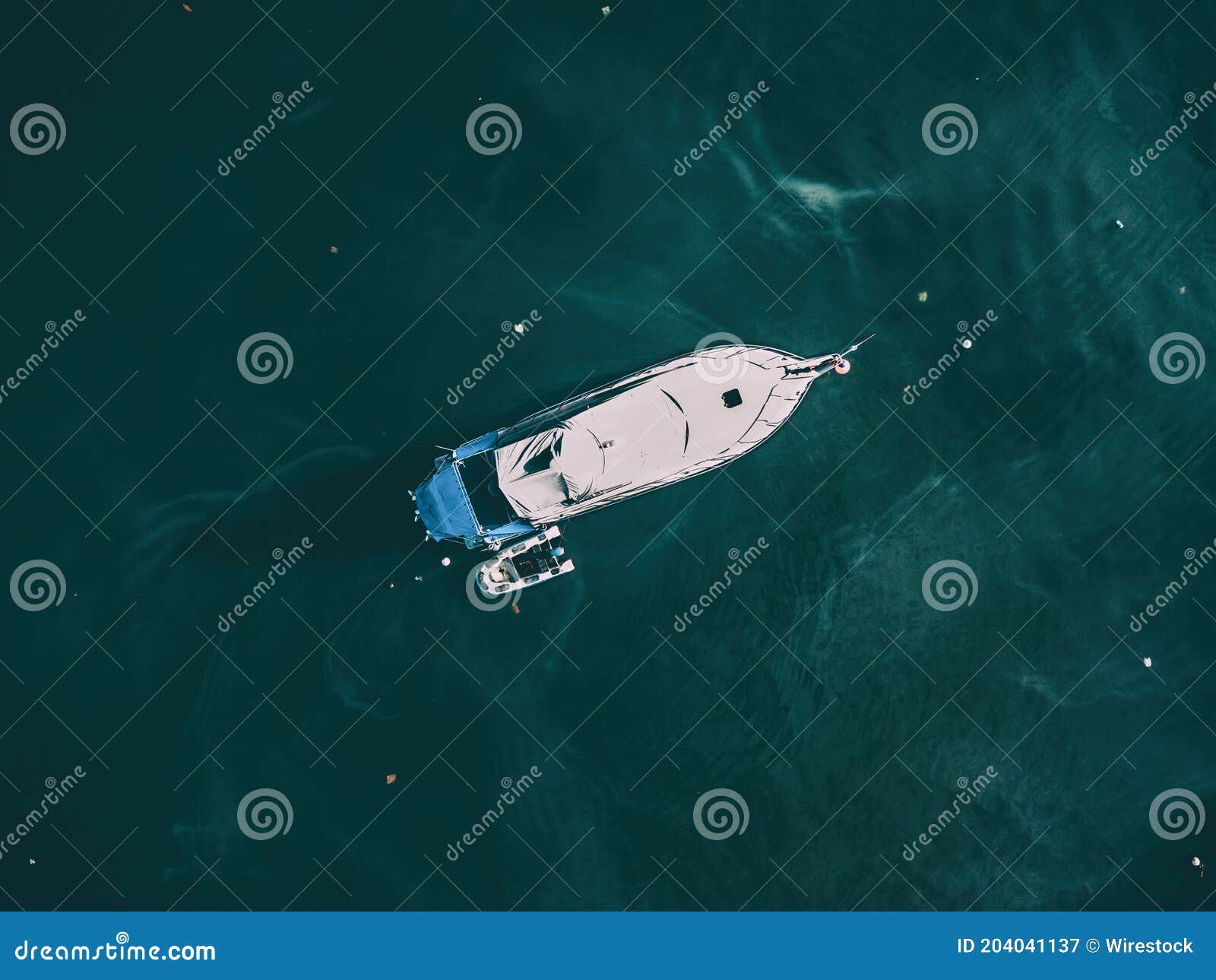 Aerial Overhead Shot of a Boat at the Sea Stock Image - Image of ...