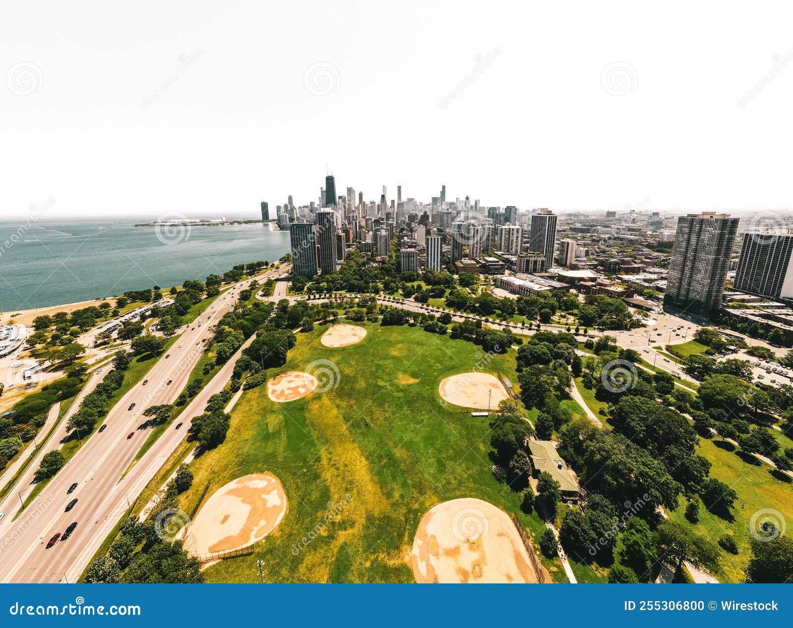 Aerial Overhead View of Chicago Skylines Stock Photo - Image of sight ...