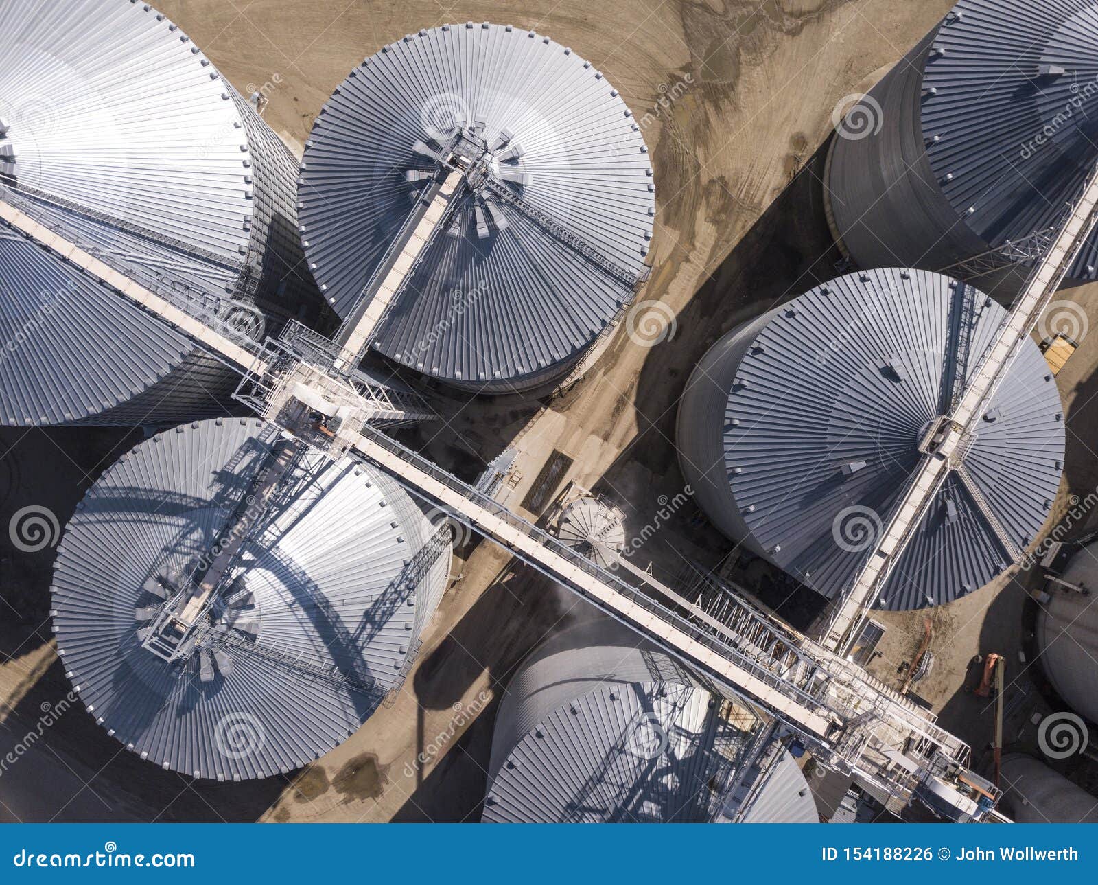 Grain Storage In Large Silos Aerial View. Silo With Grain Stock Photo ...