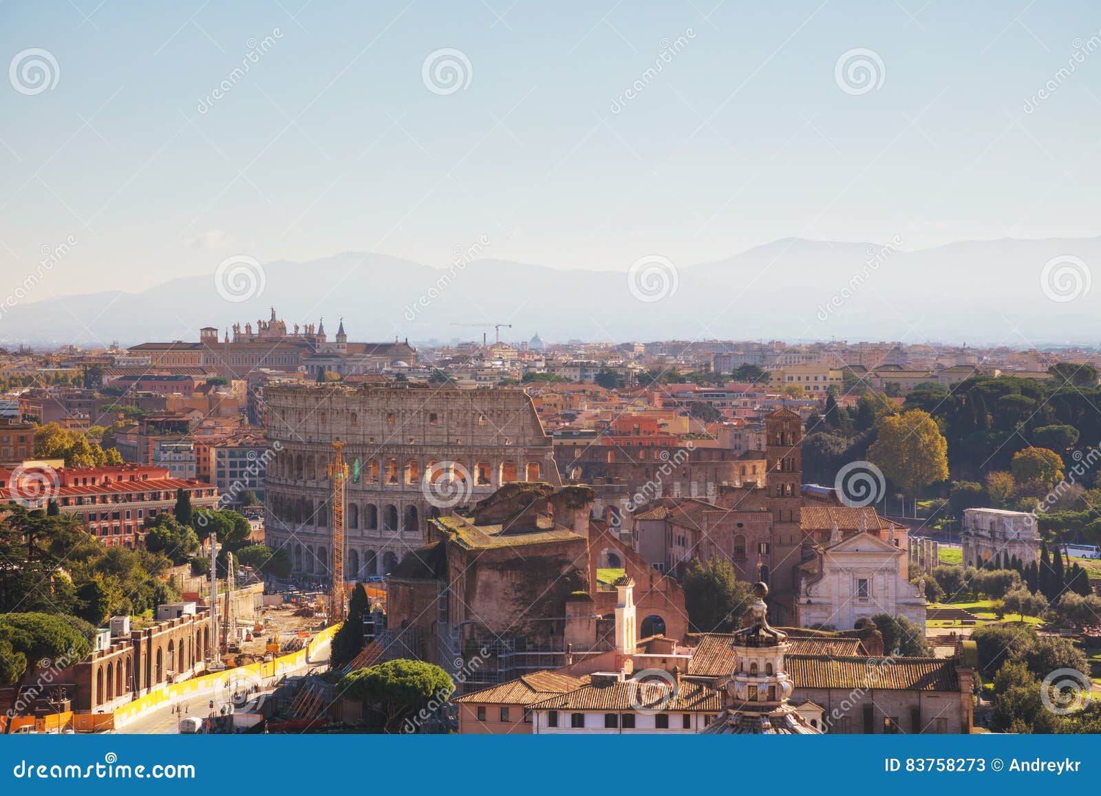 Aerial overview of Rome stock image. Image of landmark - 83758273