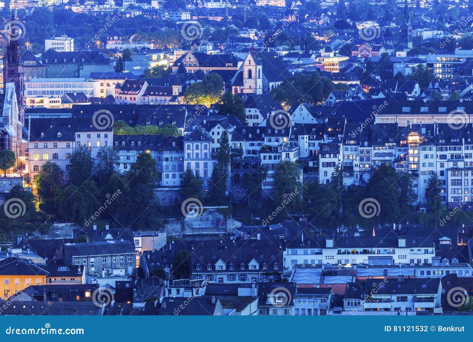 Aerial panorama of Basel stock photo. Image of morning - 81121532