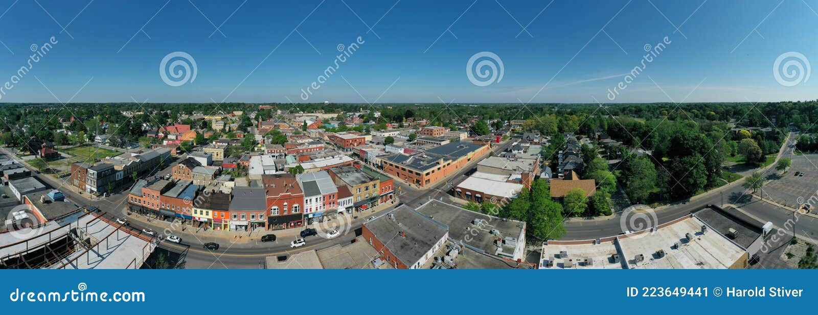 Aerial Panorama of Downtown Simcoe, Ontario, Canada Stock Image - Image ...