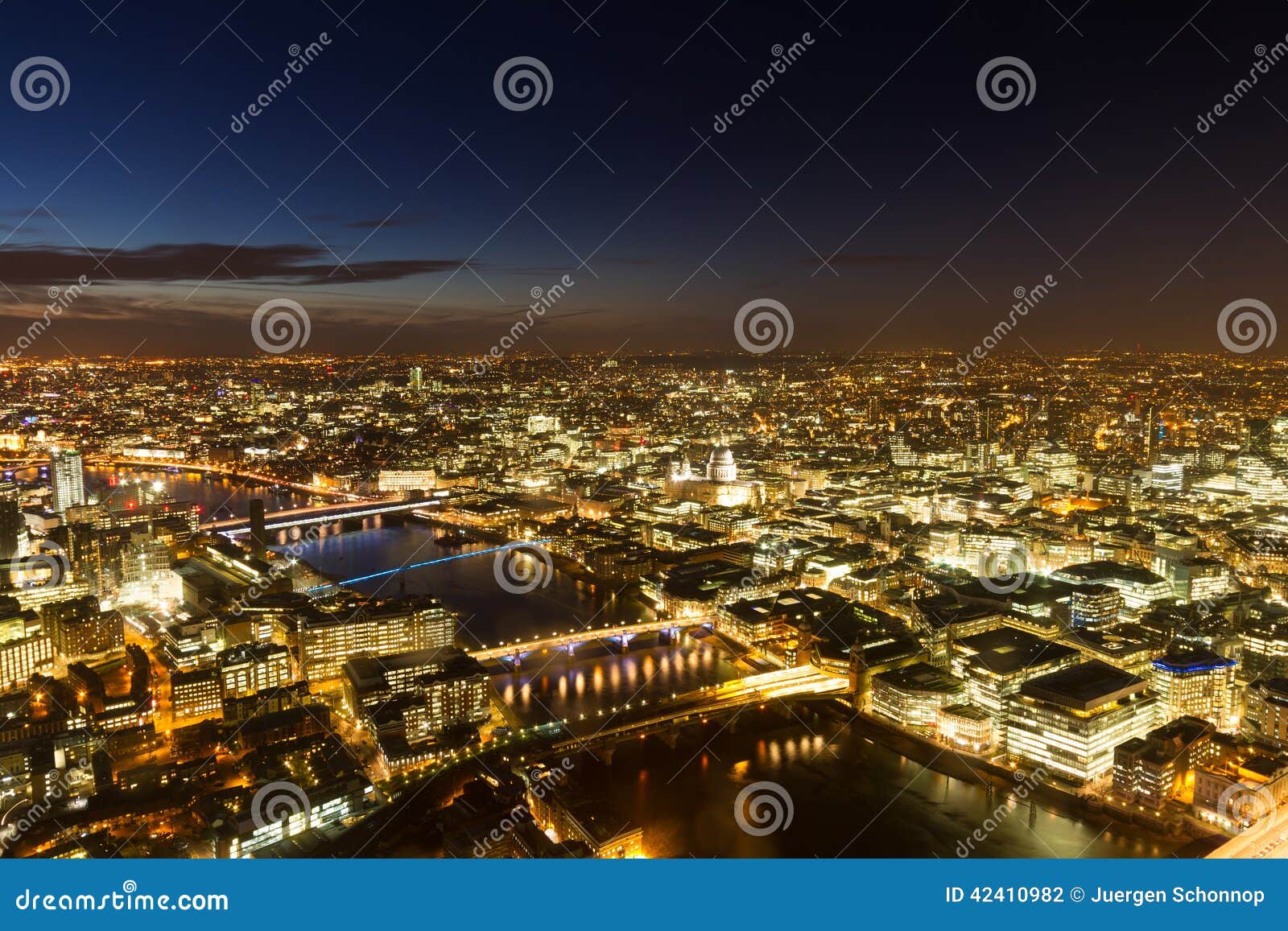 Aerial Panorama of London during the Blue Hour Stock Photo - Image of ...