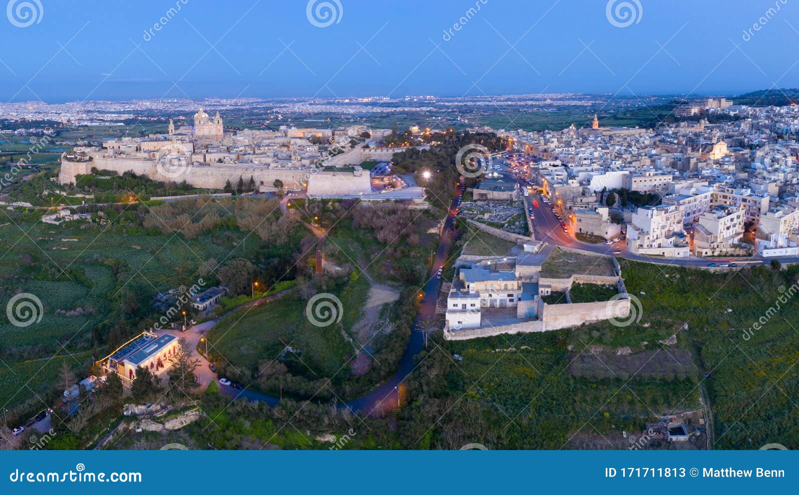Aerial Panorama of Mdina and Rabat in Malta Stock Image - Image of city ...