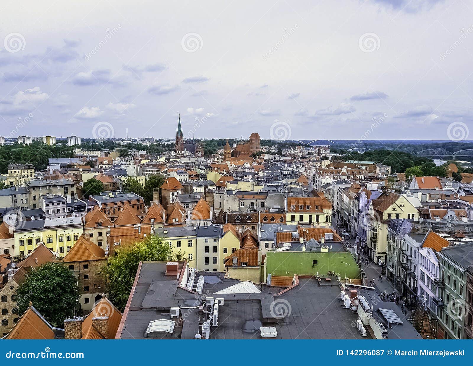 Aerial Panorama of Old Town - Torun, Poland Stock Image - Image of ...