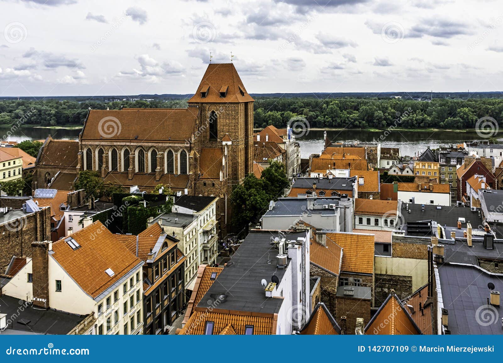 Aerial Panorama of Old Town - Torun, Poland Stock Image - Image of ...