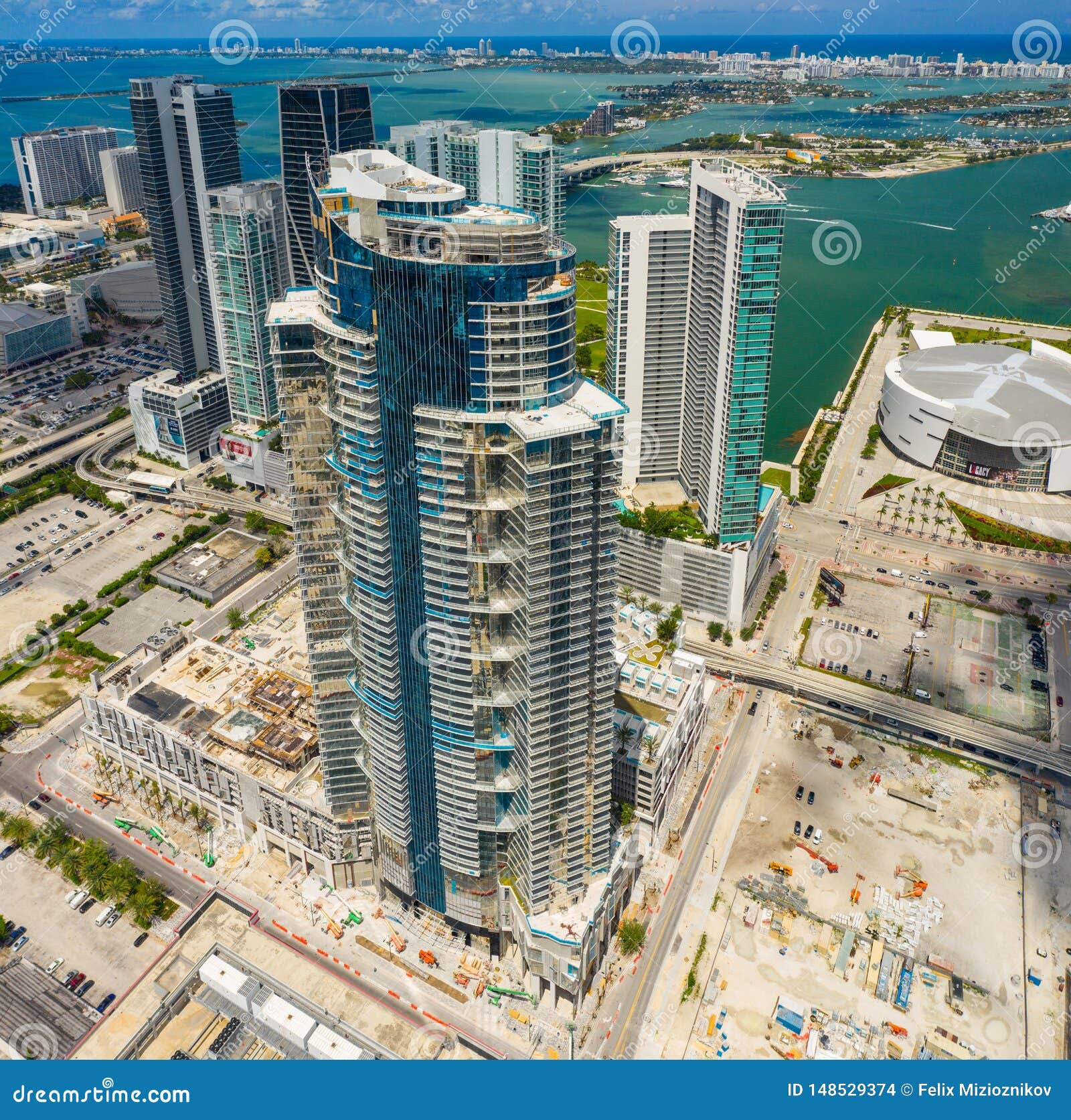 Aerial Panorama Paramount Miami Worldcenter Tower Downtown Stock Photo ...