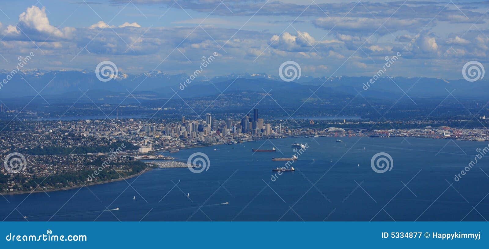 Aerial Panorama of Seattle stock image. Image of scene - 5334877
