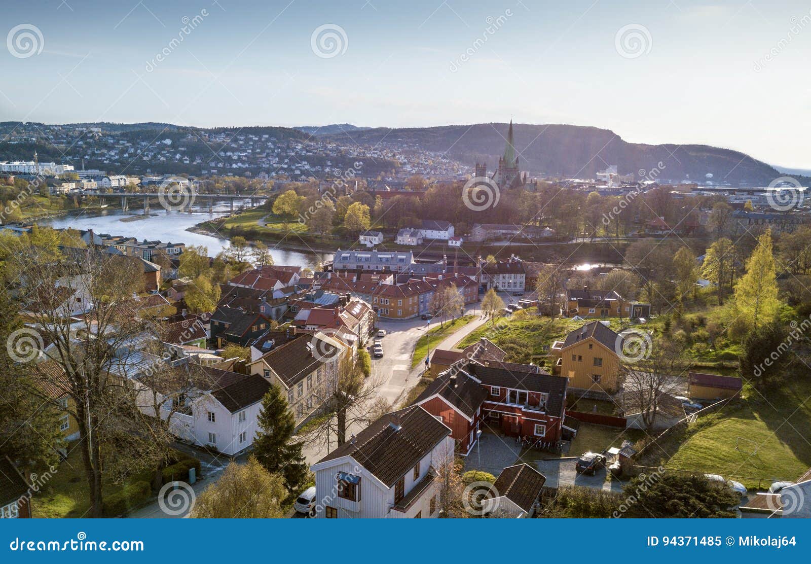 Aerial Panorama of Trondheim Stock Image - Image of travel, norway ...