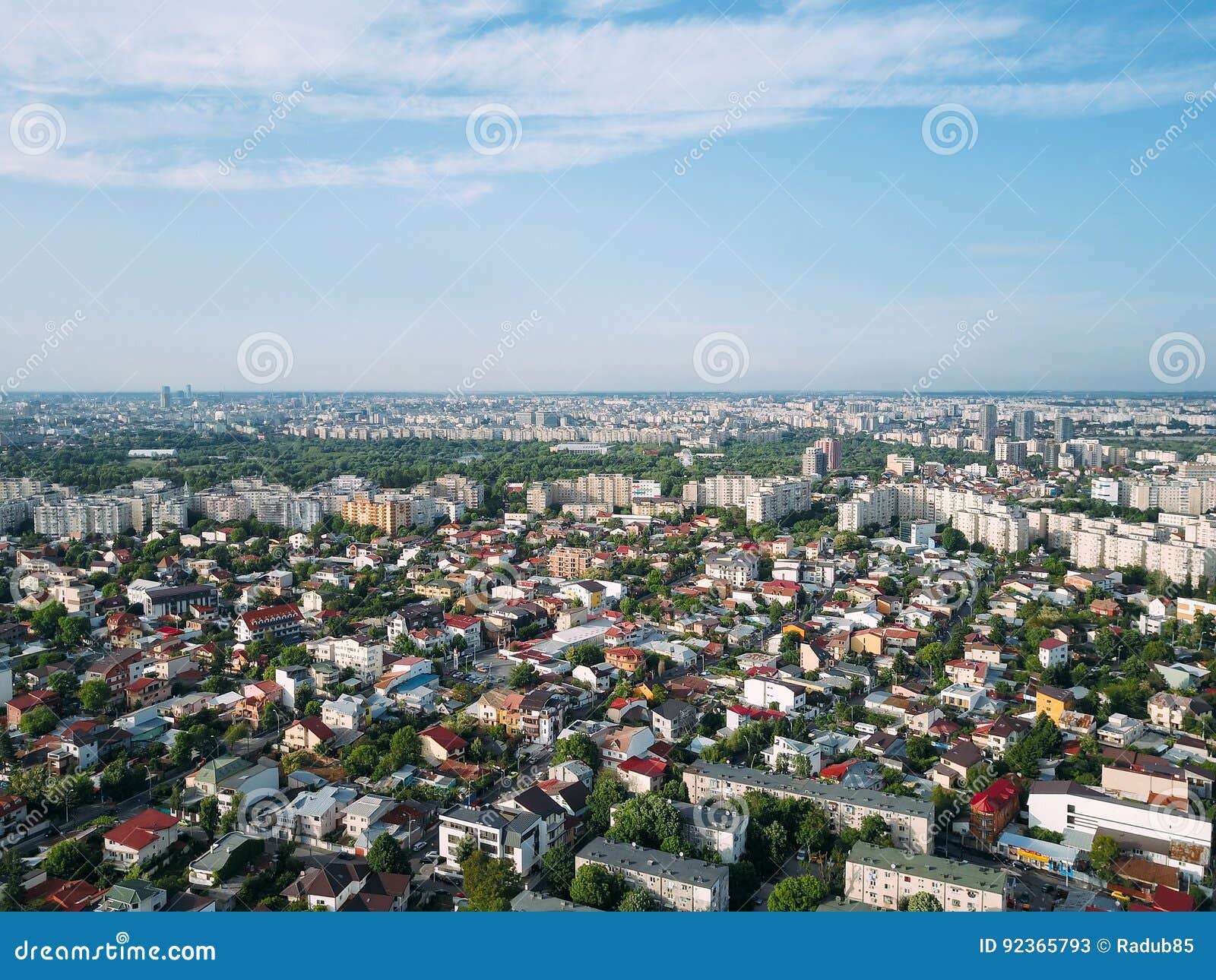 Aerial Panoramic View of Bucharest City Stock Image - Image of city ...