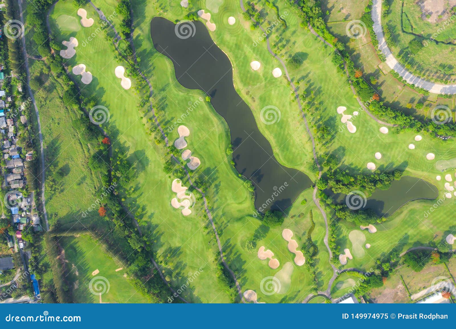 Aerial Panoramic View of Golf Course and Houses in City Stock Image ...