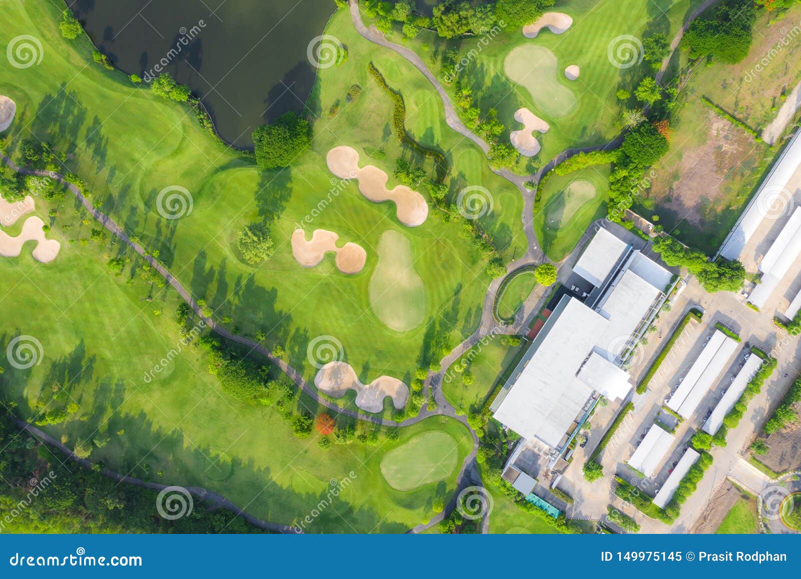 Aerial Panoramic View of Golf Course and Houses in City Stock Image ...
