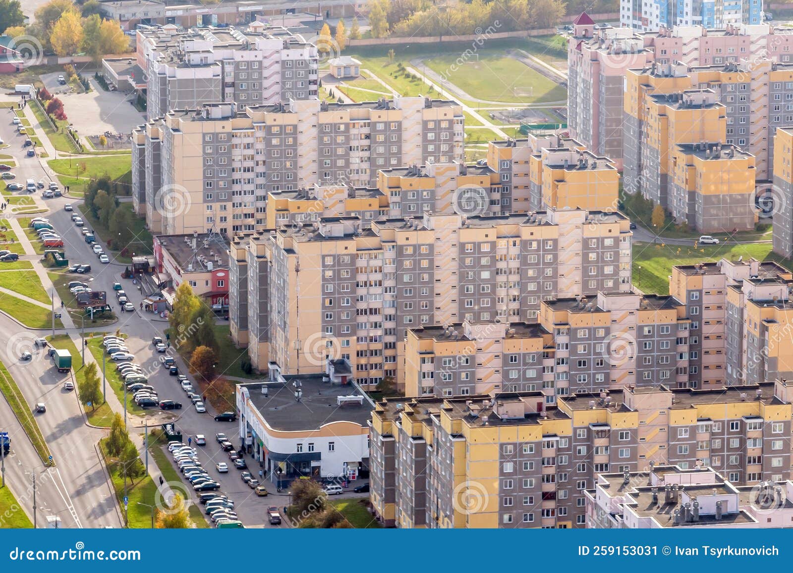 Aerial Panoramic View from Height of a Multi-storey Residential Complex ...