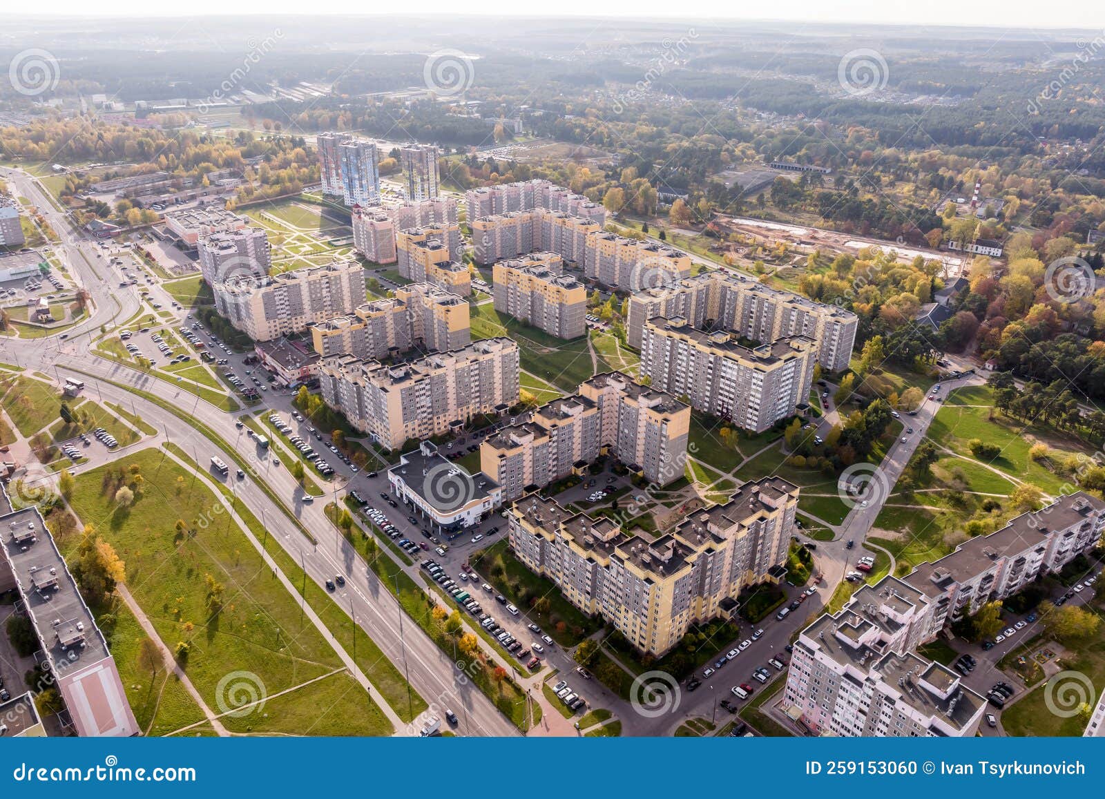Aerial Panoramic View from Height of a Multi-storey Residential Complex ...