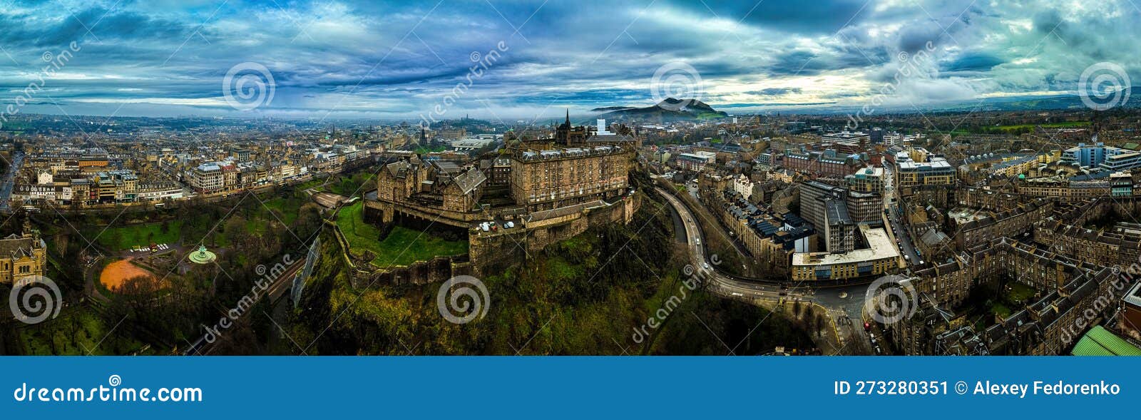Aerial Panoramic View of Old City Area of Edinburgh in Spring Stock ...
