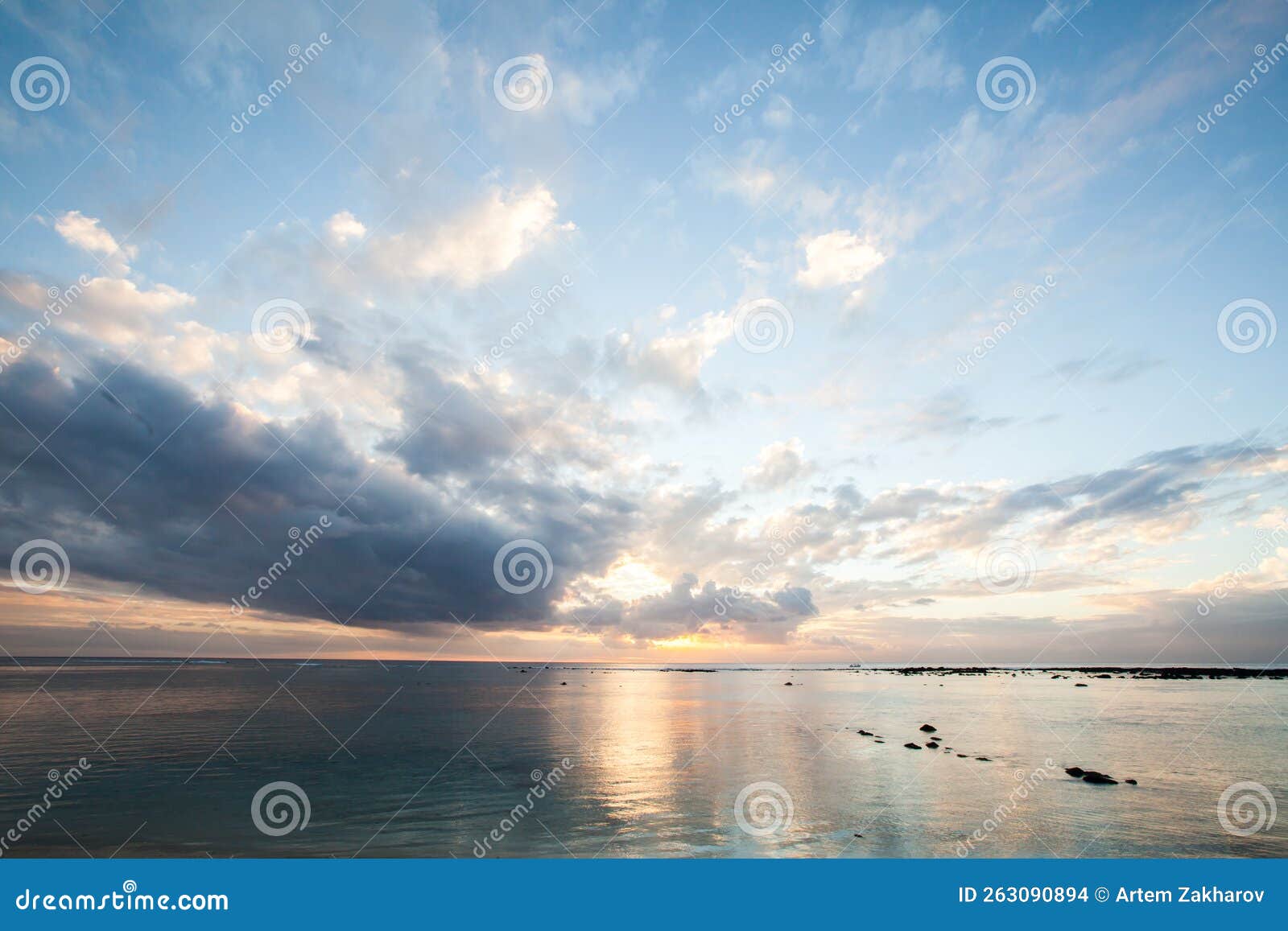 Aerial Panoramic View of Sunset Over Ocean. Stock Photo - Image of ...