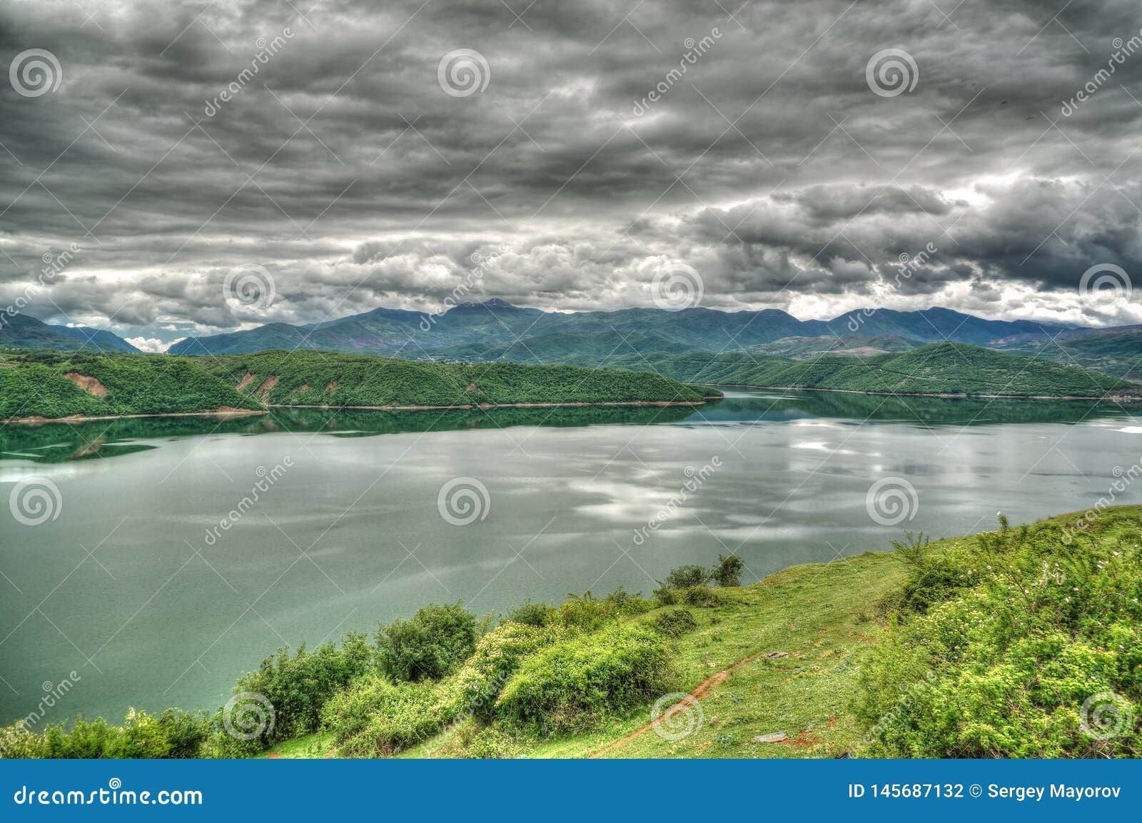 Aerial Panoramic View To Lake Debar, North Macedonia Stock Photo ...