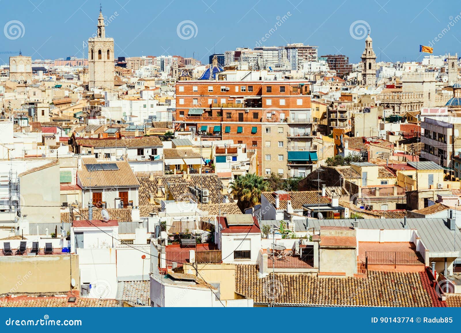 Aerial Panoramic View of Valencia City Stock Photo - Image of buildings ...
