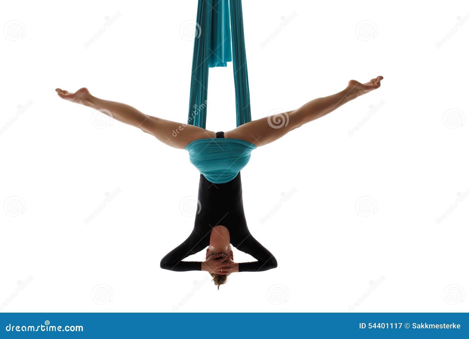 Aerial Performer Hanging on Silk in Symmetric Pose Stock Image - Image ...