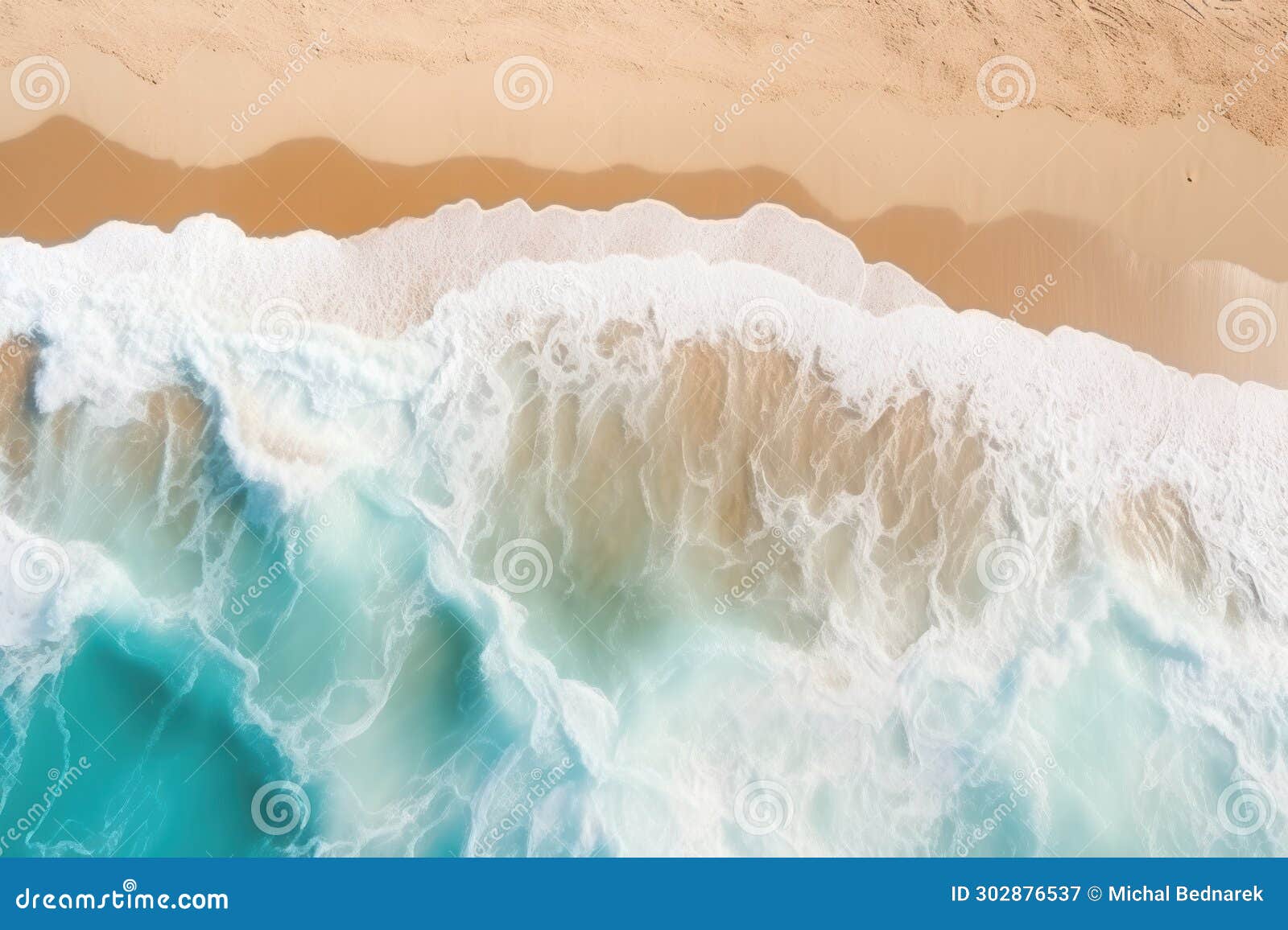 Aerial Perspective of Beach Waves Creating Shore Textures Stock ...