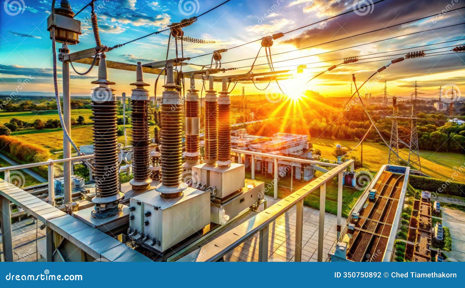 Aerial Perspective of a HighVoltage Substation Complex Energy ...