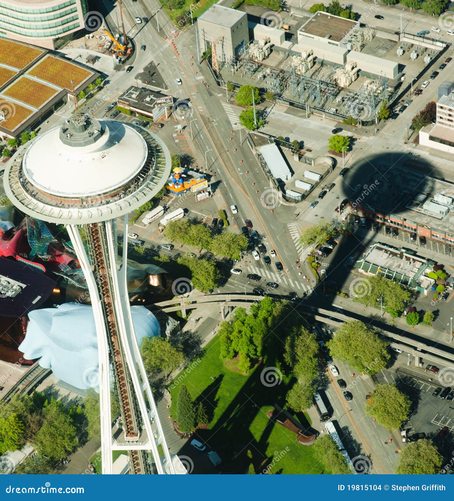 Aerial Perspective of Space Needle and Shadow Editorial Stock Image ...