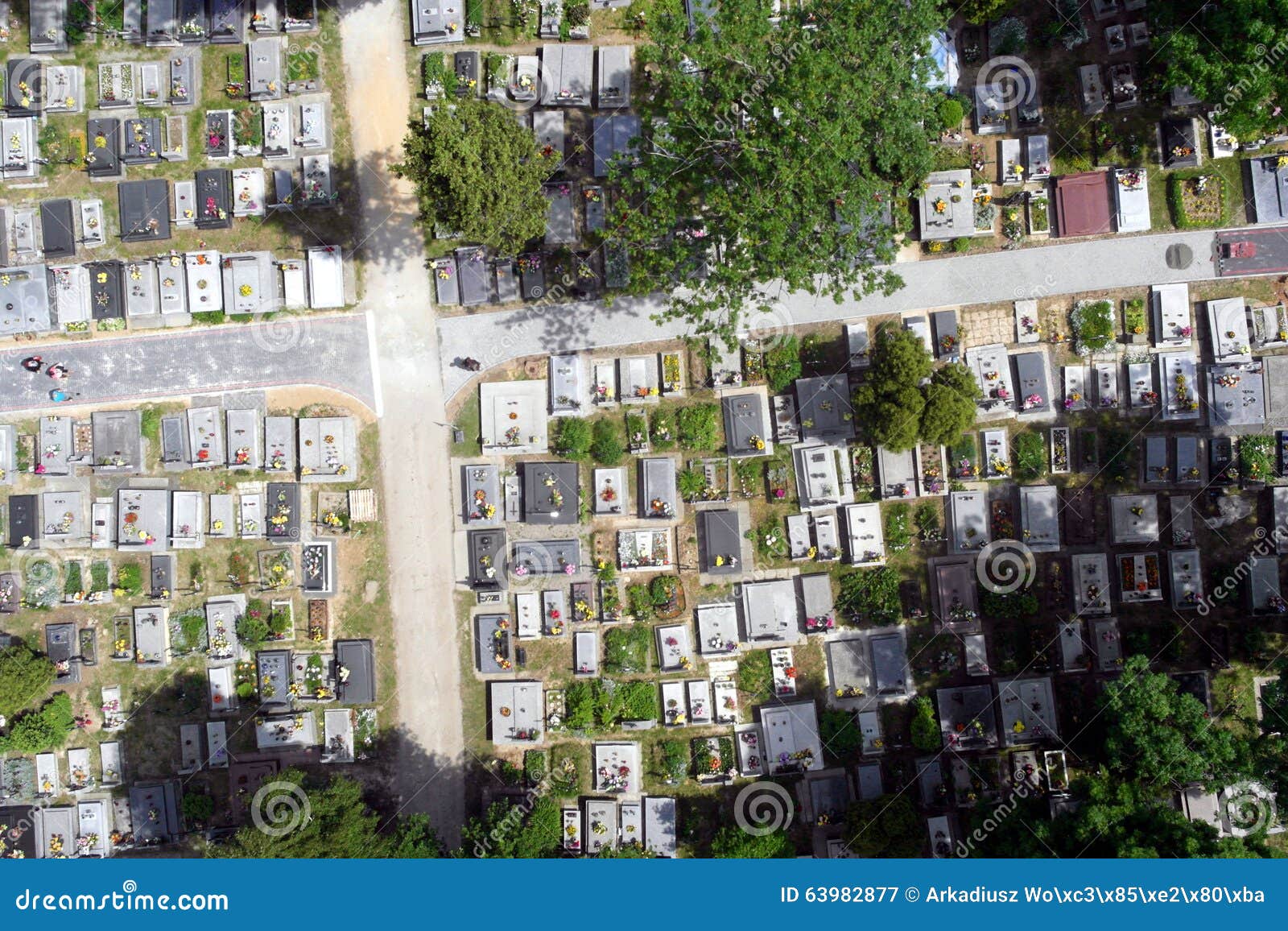 Aerial photo of cemetery. stock image. Image of view - 63982877