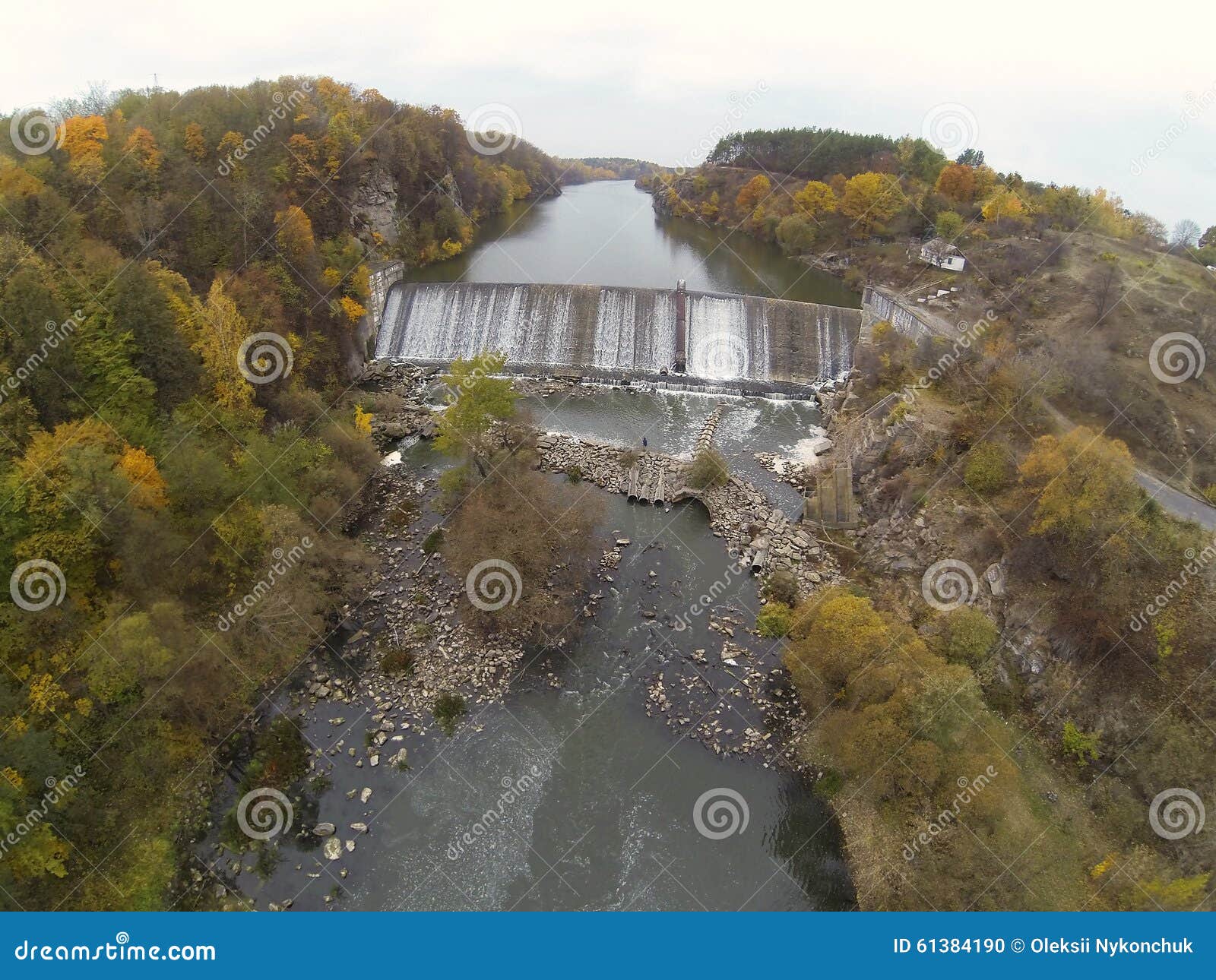 Aerial Photo of the Dam on the Teteriv River Stock Photo - Image of ...