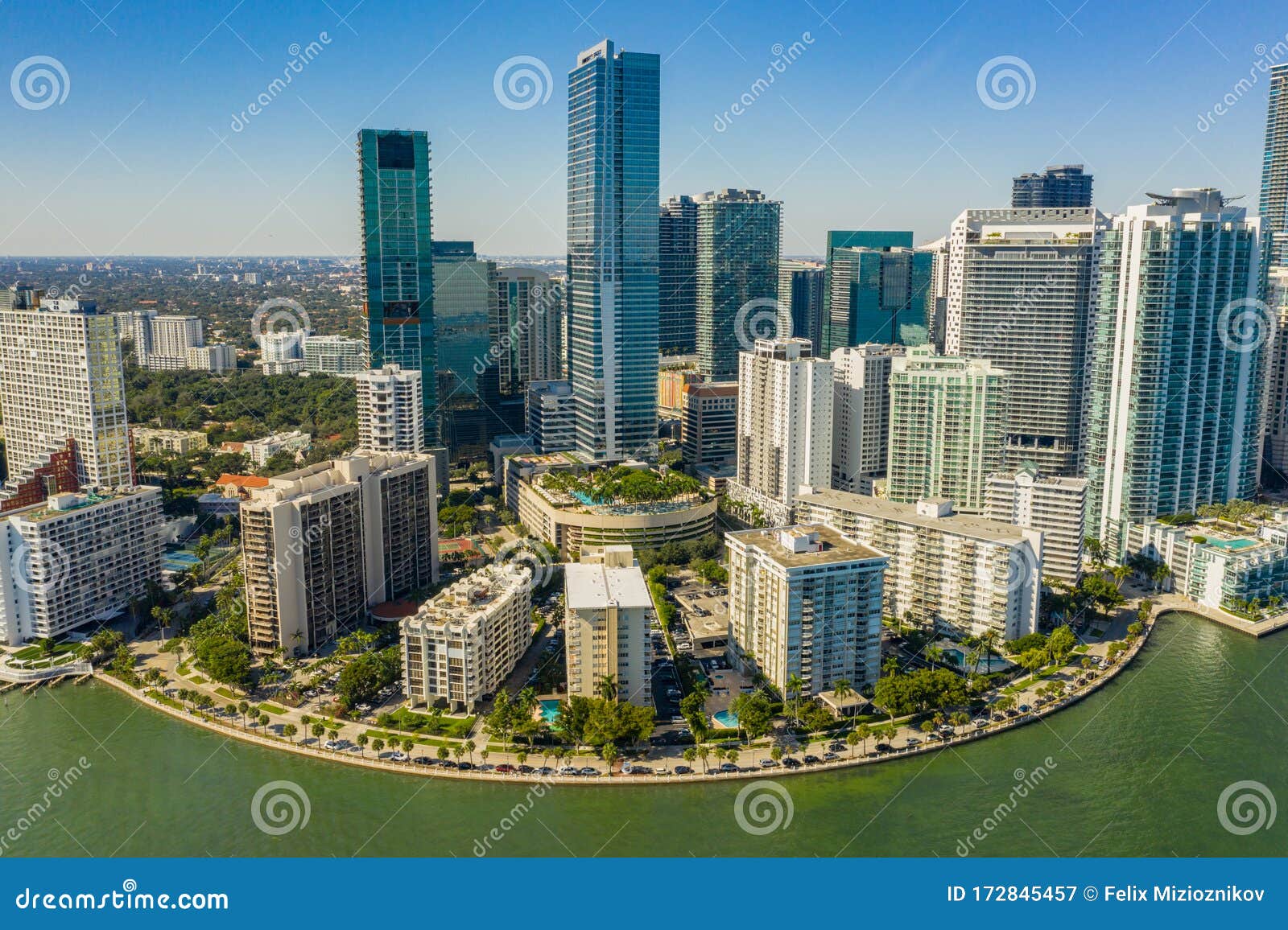 Aerial Photo Downtown Brickell Miami FL Stock Image - Image of drone ...