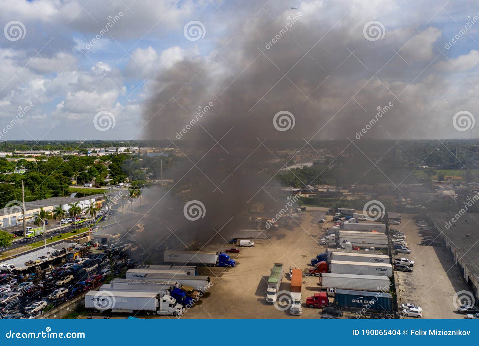 Aerial Photo of a Fire at a Car Junk Yard Editorial Stock Image - Image ...