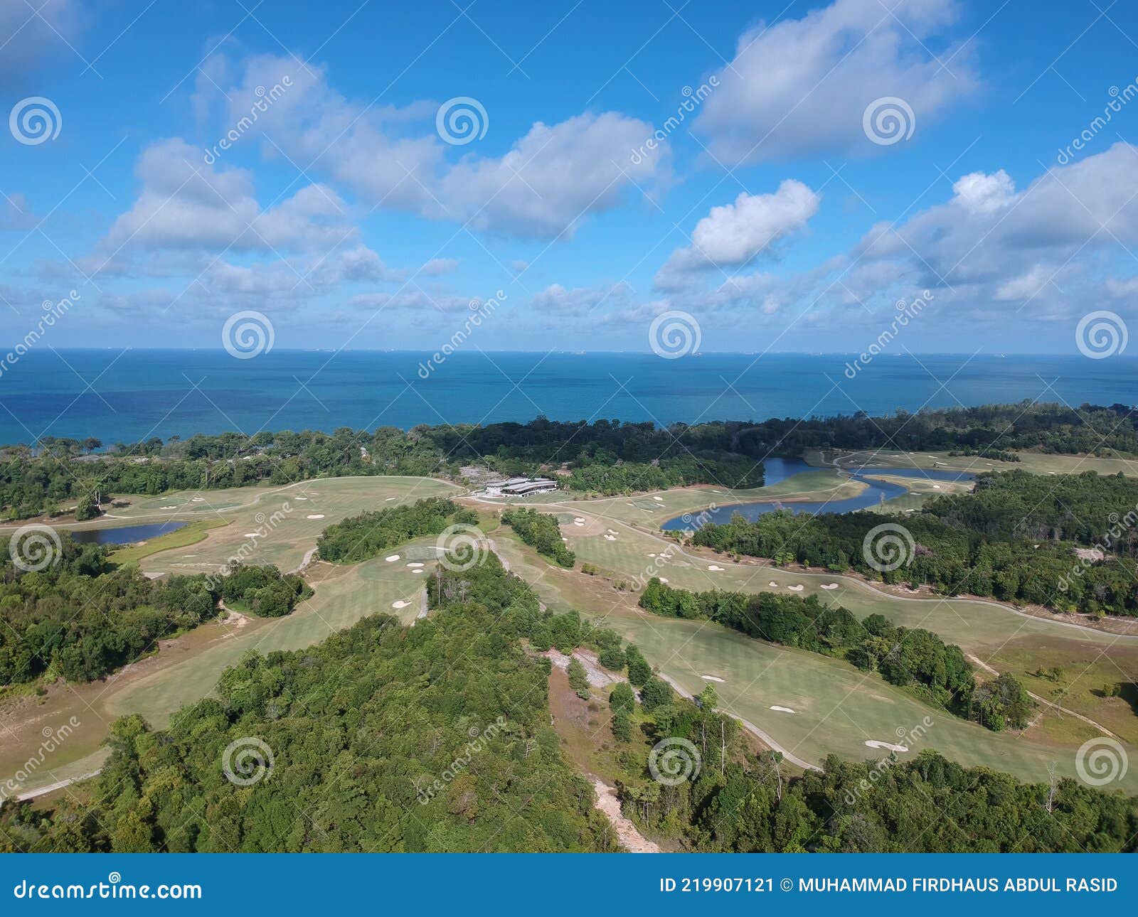 Aerial Photo Golf Course with Sea View Stock Image - Image of located ...
