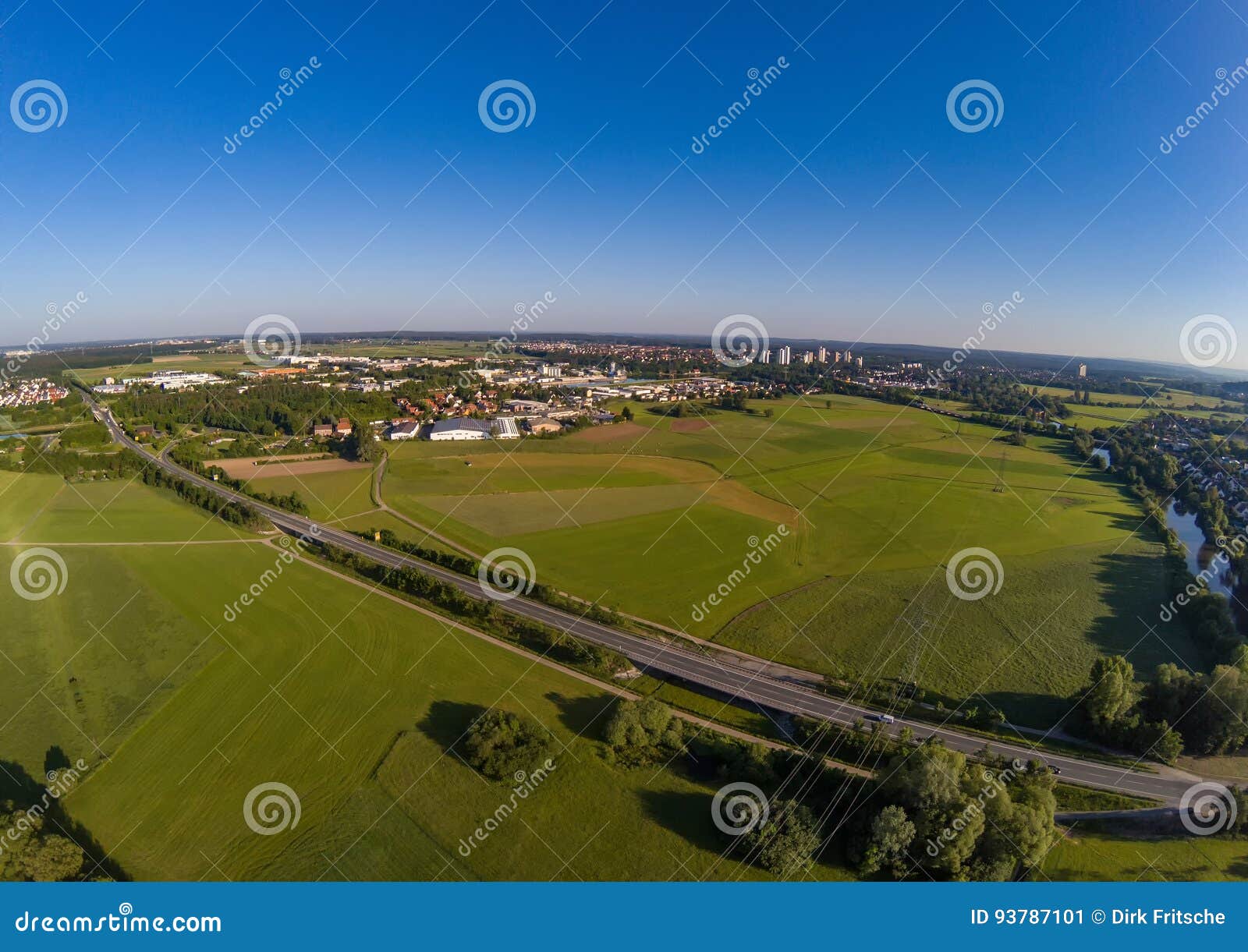 Aerial Photo of the Meadows and River Regnitz at Erlangen Stock Image ...