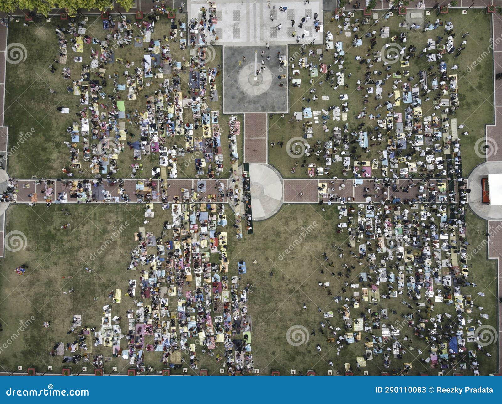 An Aerial Photo of Muslim Congregation Praying Eid in the Field Stock ...