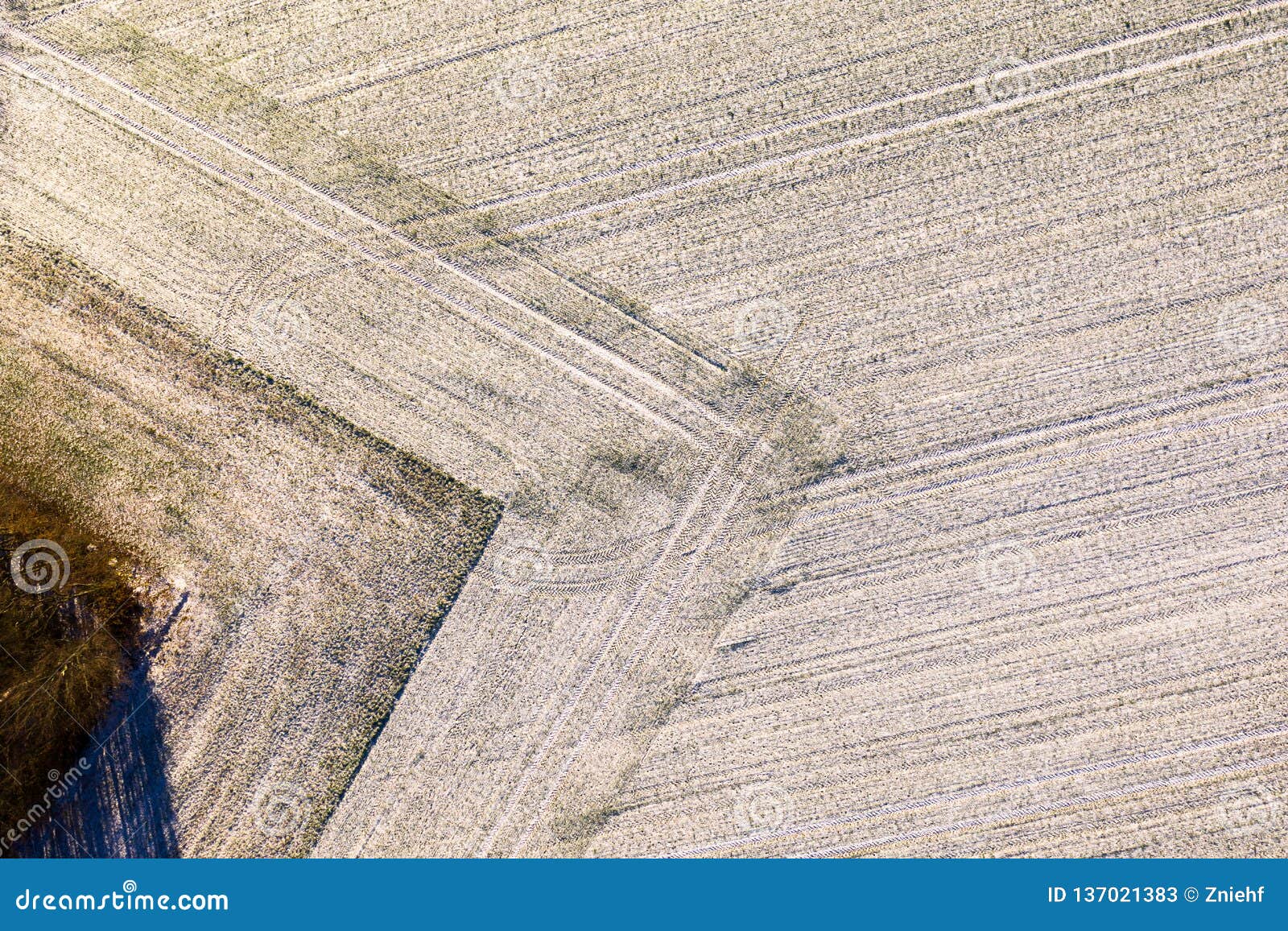 Aerial Photograph of a Field with a Thin Layer of Snow Carefully ...