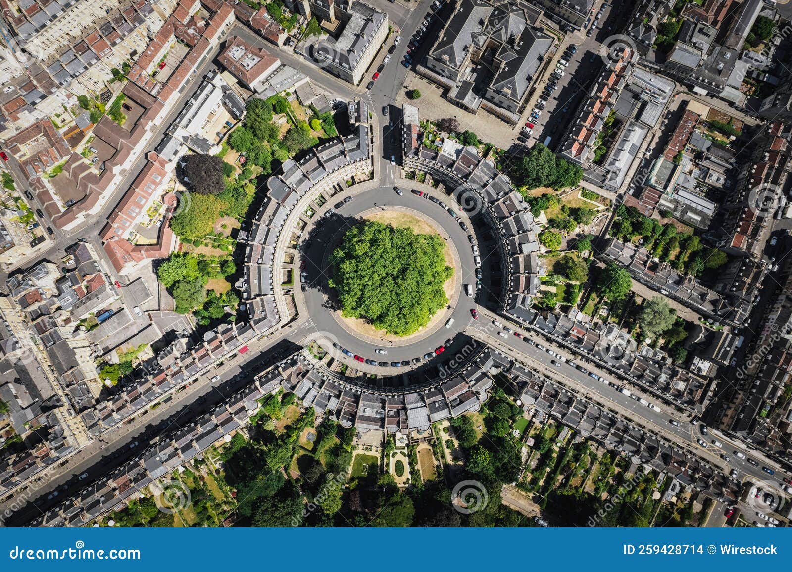 Aerial Photography of the Circus Square in Bath Stock Photo - Image of ...