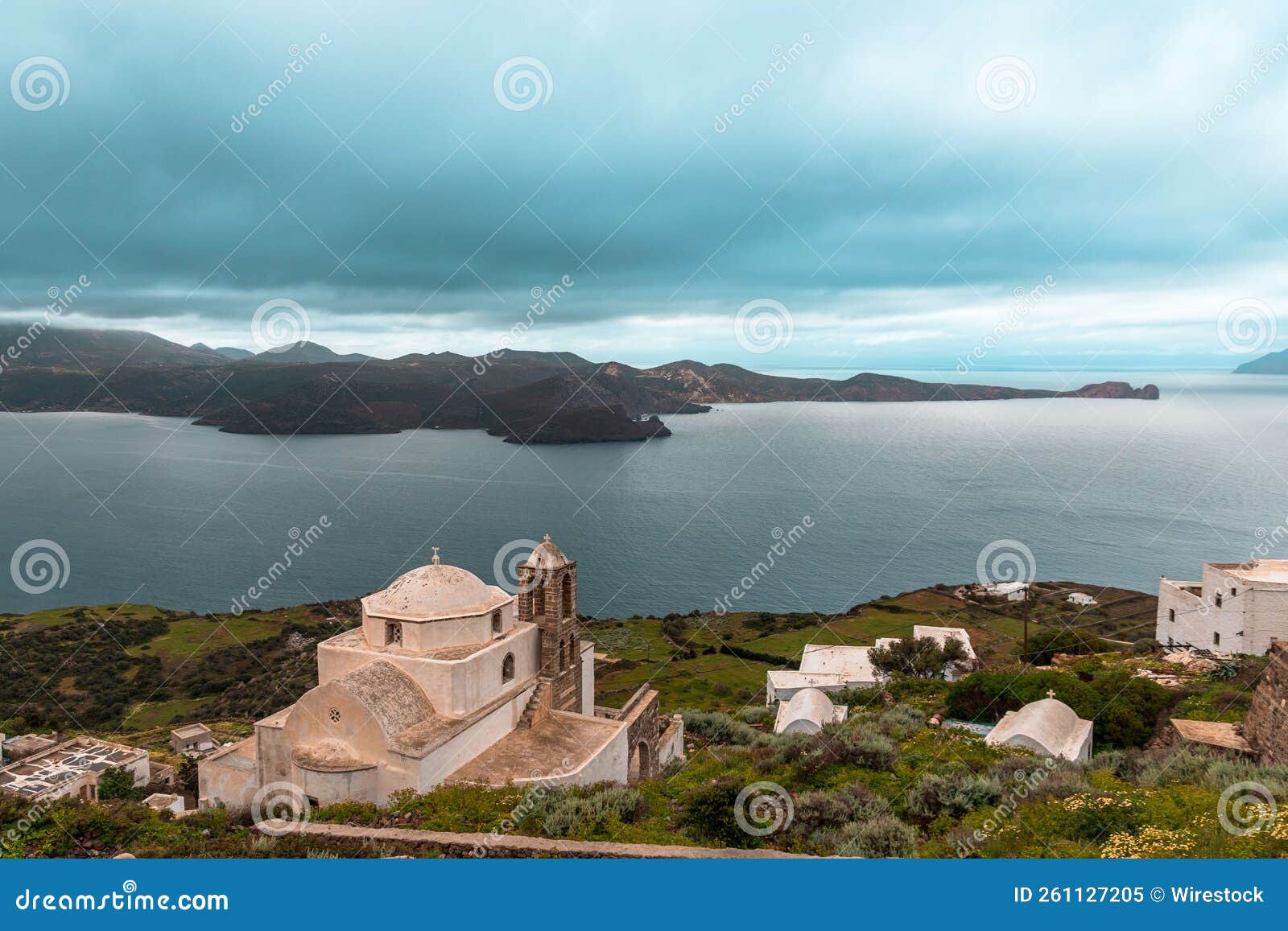 Aerial of Plaka Castle Overlooking the Sea in Greece. Stock Image ...