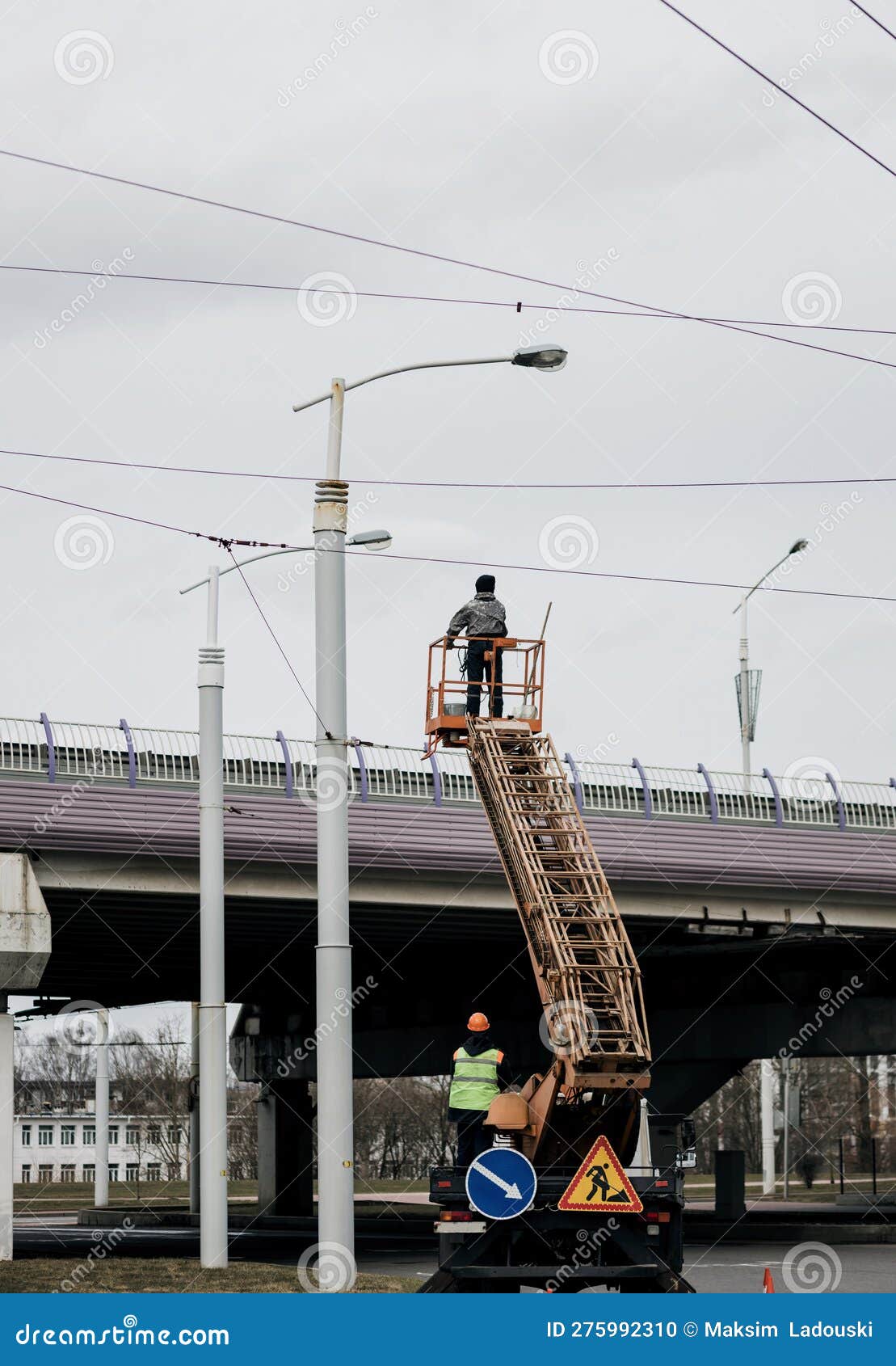 Aerial Platform for Workers Who Work at Height Stock Photo - Image of ...