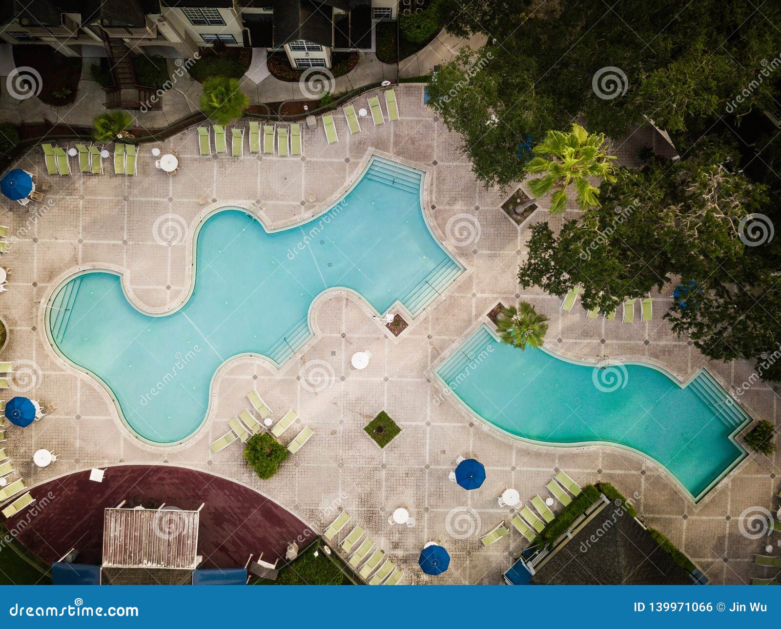 Aerial of Pool in a Hotel Development Stock Photo - Image of aerial ...