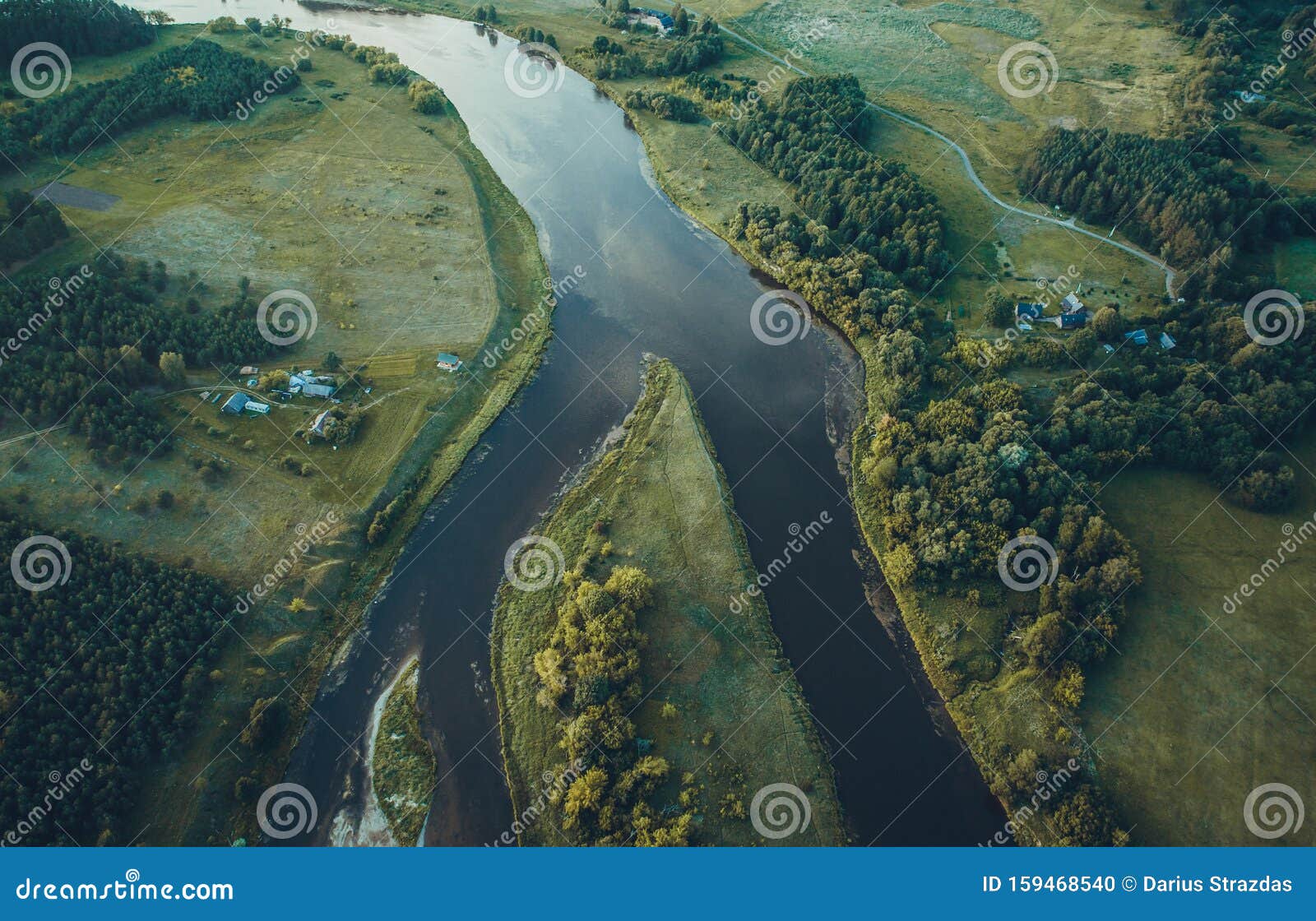 Aerial River Landscape Near Kernave Stock Photo - Image of baltic ...