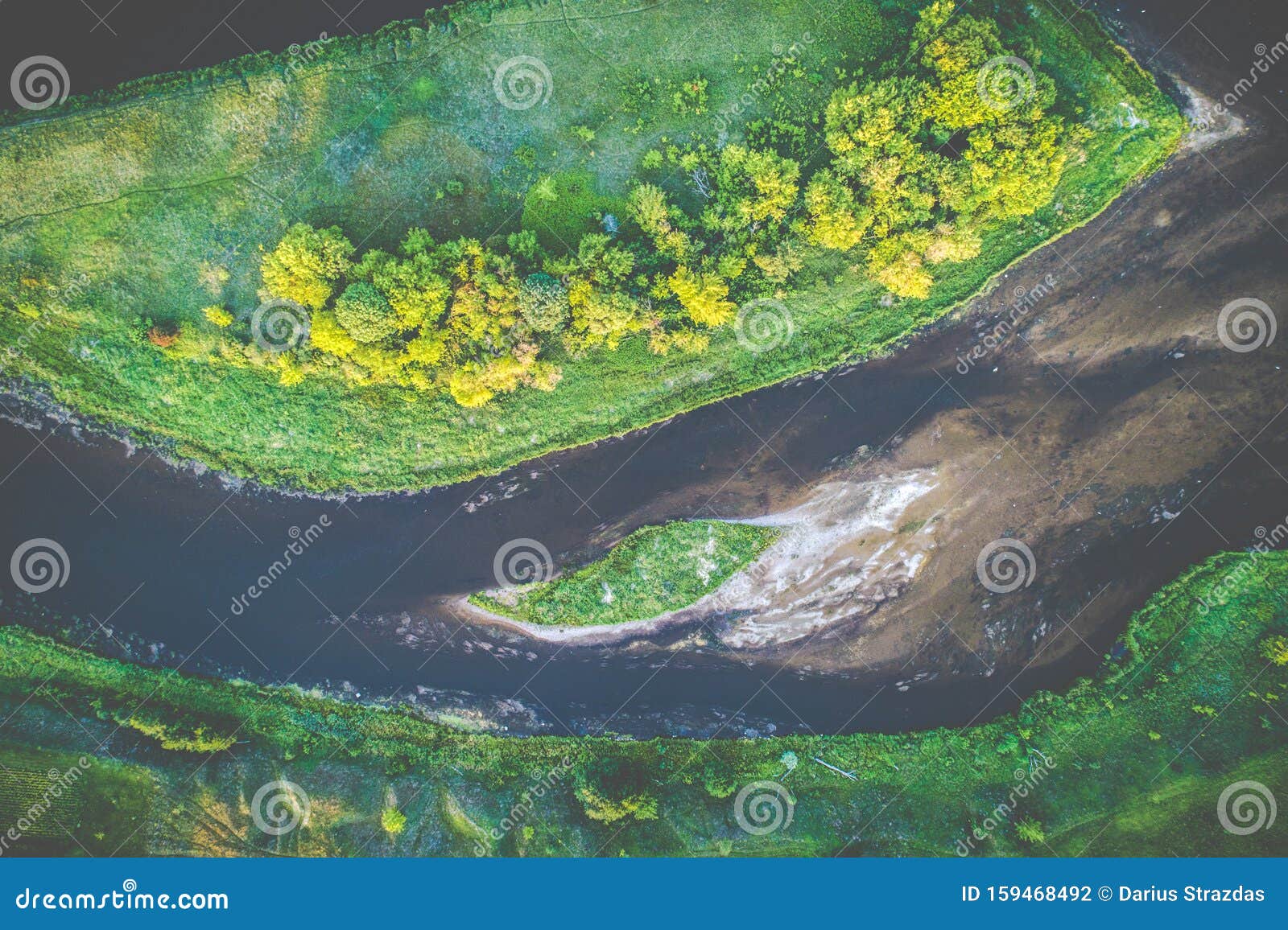 Aerial River Landscape, Top View Stock Photo - Image of sunrise, rural ...