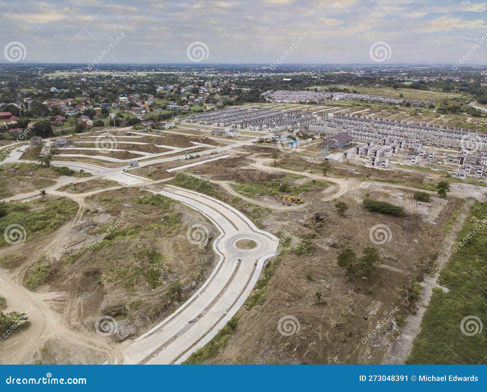 Aerial of a a Road Network Under Construction for a Low Cost ...
