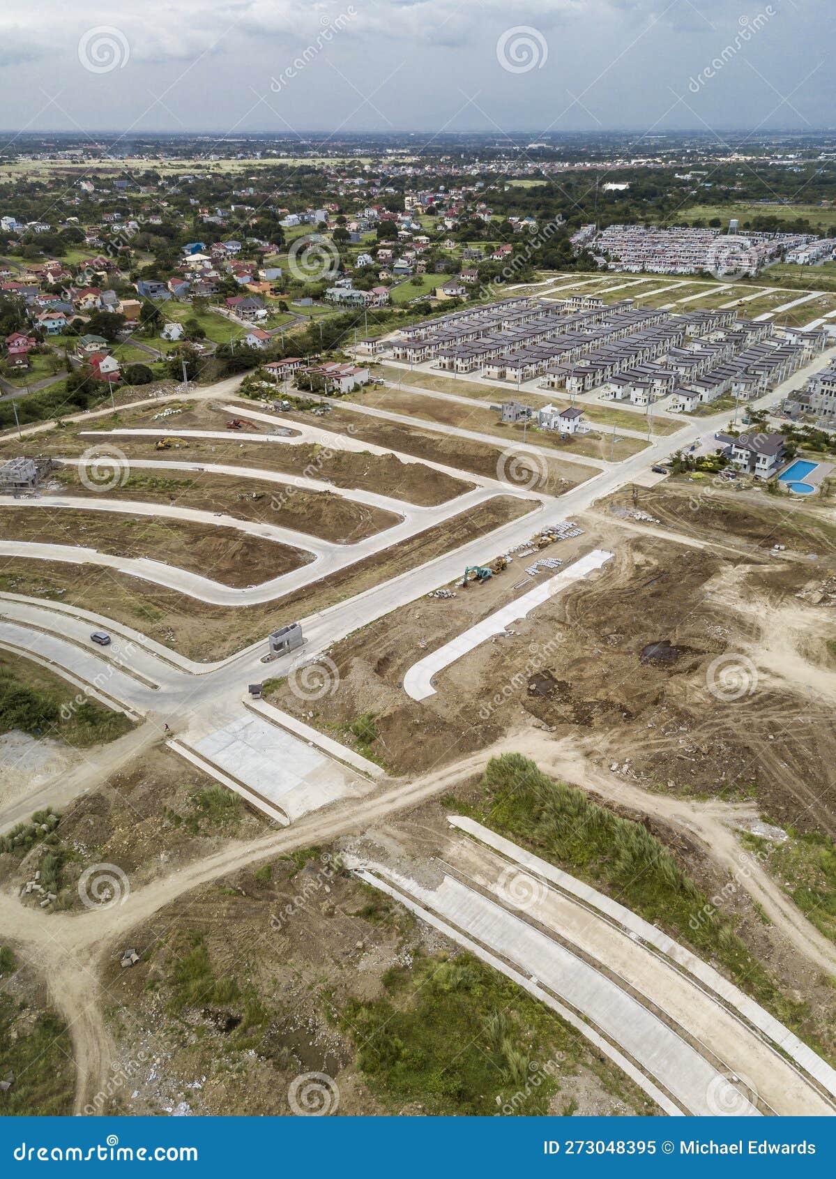Aerial of a a Road Network Under Construction for a Low Cost ...