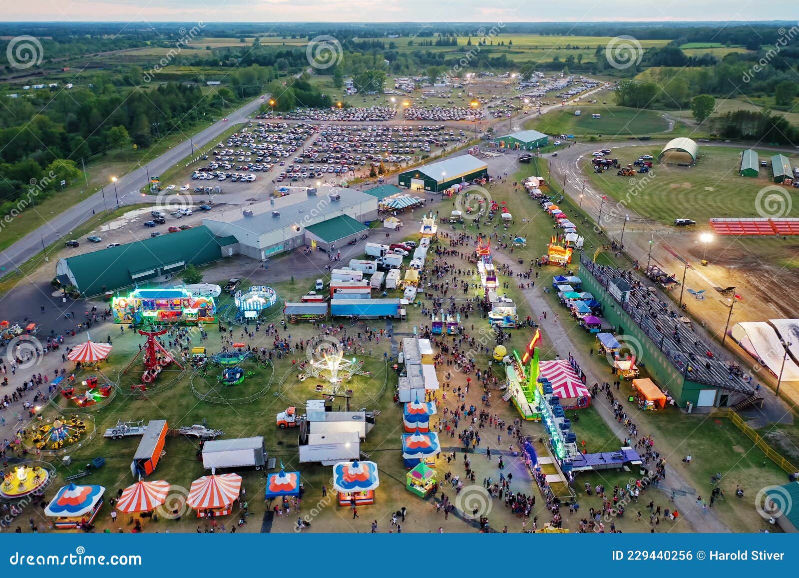 Aerial Scene of a Fair at Dusk Stock Photo - Image of dusk, recreation ...