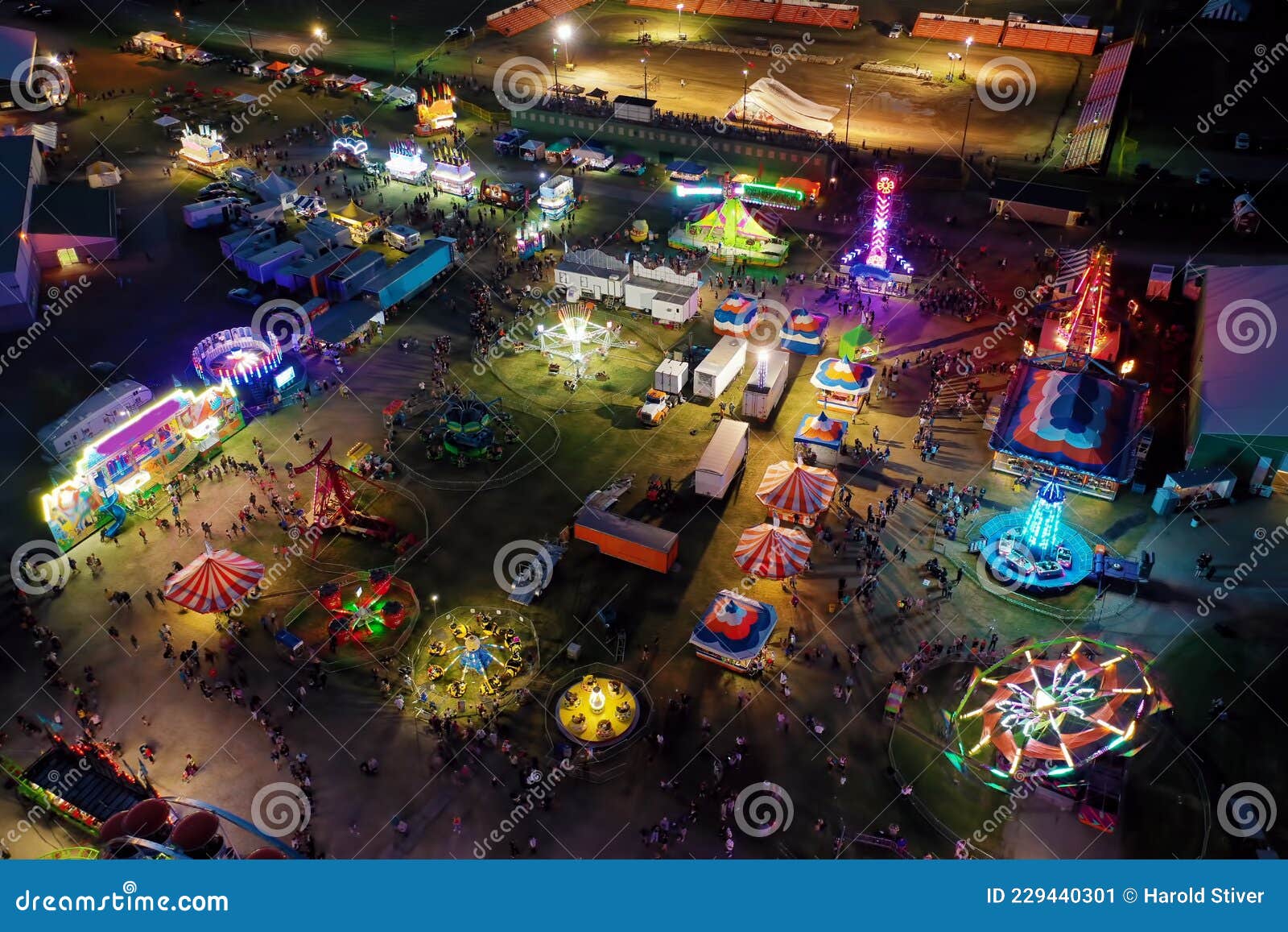 Aerial Scene of a Fair at Night Stock Image - Image of fair, park ...