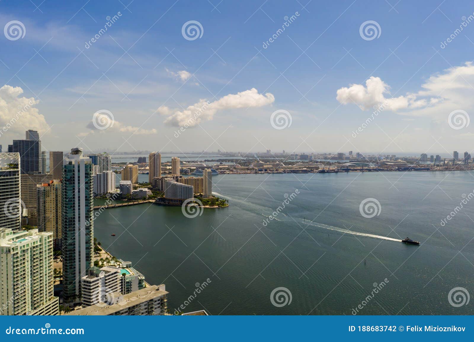 Aerial Scene Miami FL Brickell Bay Stock Photo - Image of drone ...